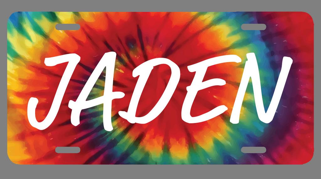 Jaden Name Tie Dye Style License Plate Tag Vanity Novelty Metal | UV ...