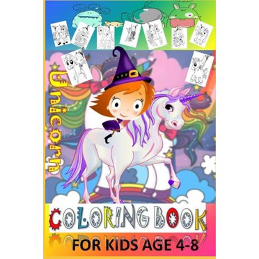 Unicorn coloring book for kids ages 4-8 : A amazing cute Coloring Book ...
