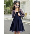 Arshiner Girls Dresses Contrast Mesh Puff Long Sleeve Mock Neck Formal ...