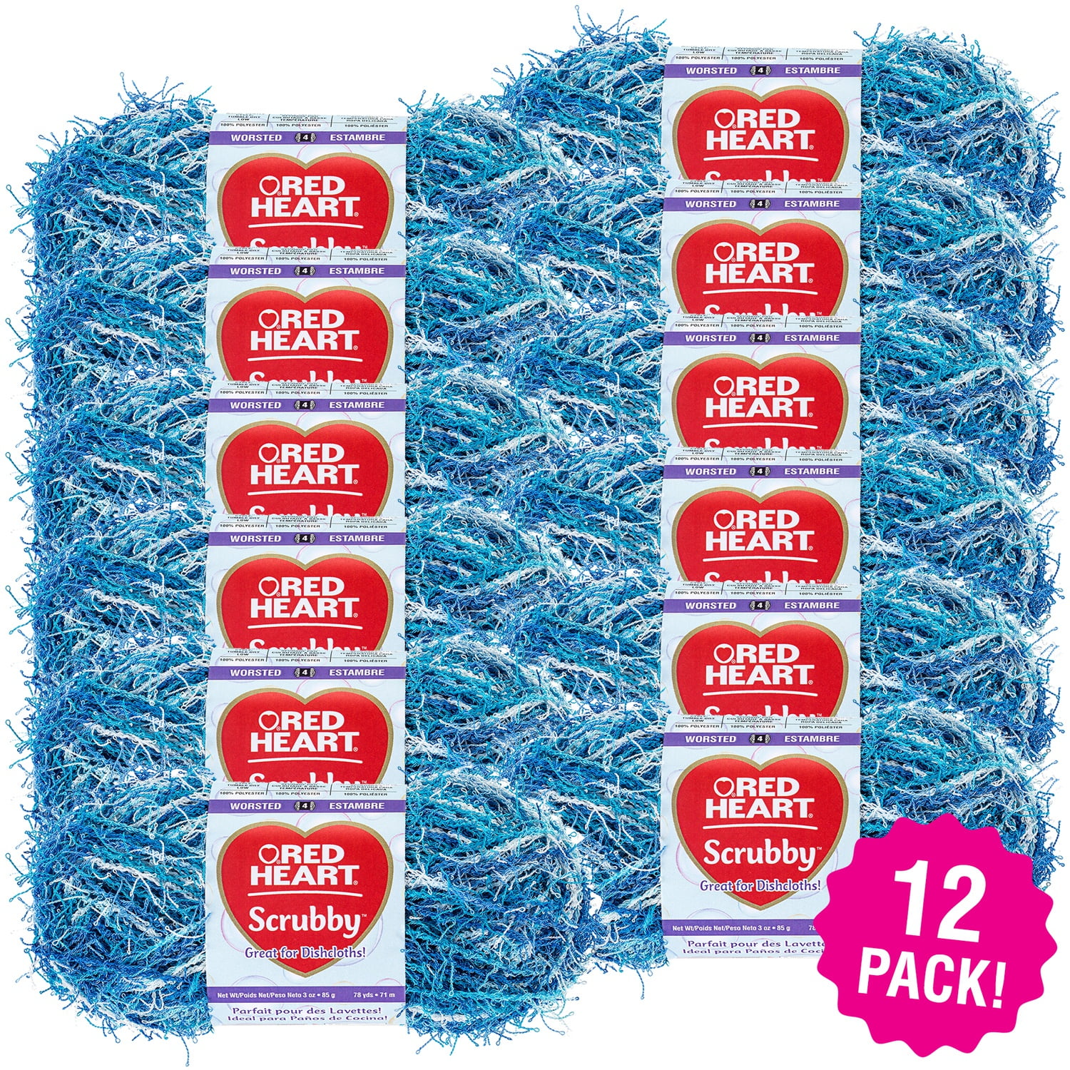 Red Heart Scrubby Yarn - Waves, Multipack of 12 - Walmart.com - Walmart.com