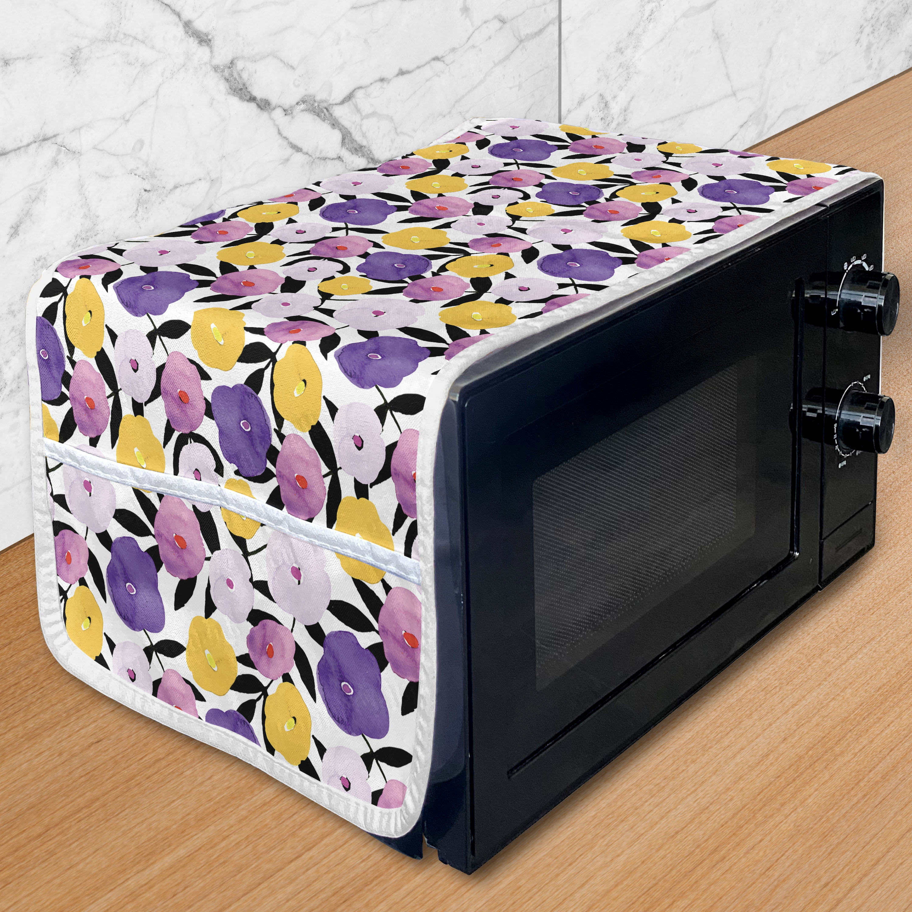 Watercolor Flowers Microwave Oven Cover, Groovy Exotic with Funky Wild ...