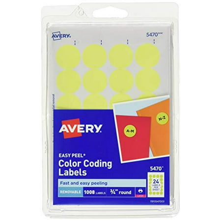 Avery Round Color-Coding Labels 3/4 in, Neon Yellow, 1008/Pack ...