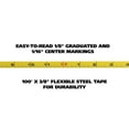 GreatNeck Steel Long Tape, Flexible Steel, Easy Rewind, 100' x 3/8 ...