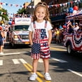 Byoo Vintage Flag Print Short Overalls for Big Girls Adjustable Strap ...