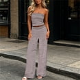 akafmk Womens 2 Piece Sets Fashions Striped Strapless Tube Tops Elastic ...