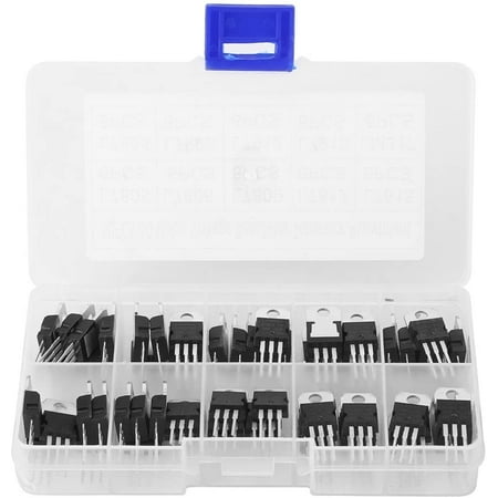 60 Pcs 3 Pin Terminal Positive Voltage Regulator, 10 Values LM7805 to LM317 TO-220 Package IC ...