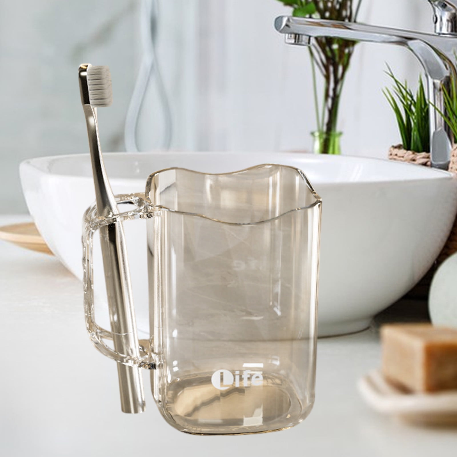 Heat Mouthwash Cup Handle Transparent Toothbrush Cup Art Food Grade ...