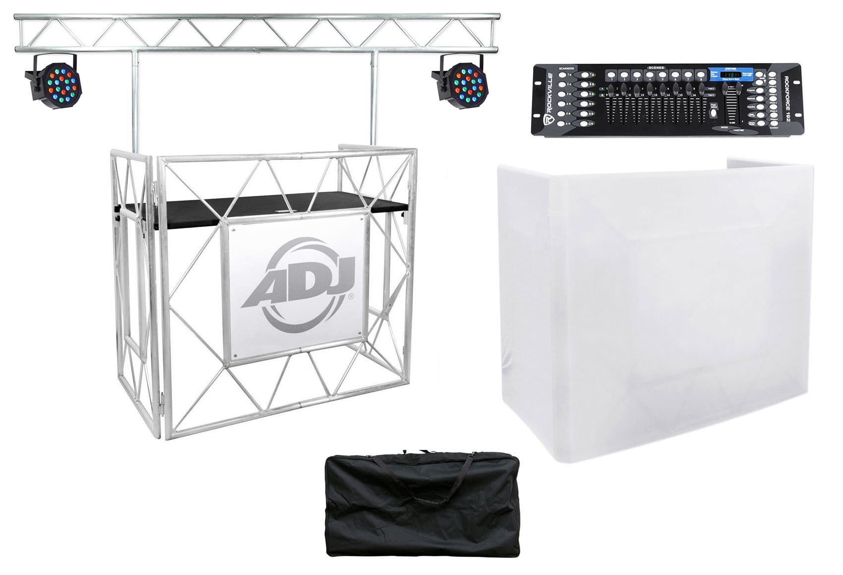 American DJ Pro Event Table II DJ Booth Facade+Truss+Scrim+Bag+Lights ...