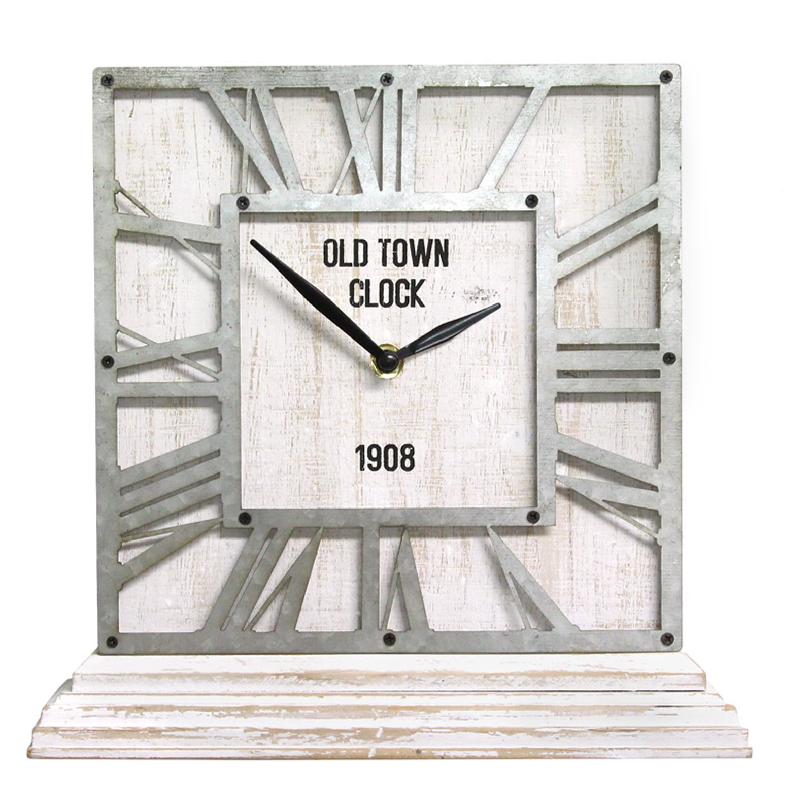 Stratton Home Decor Distressed White Table Top Clock - Walmart.com
