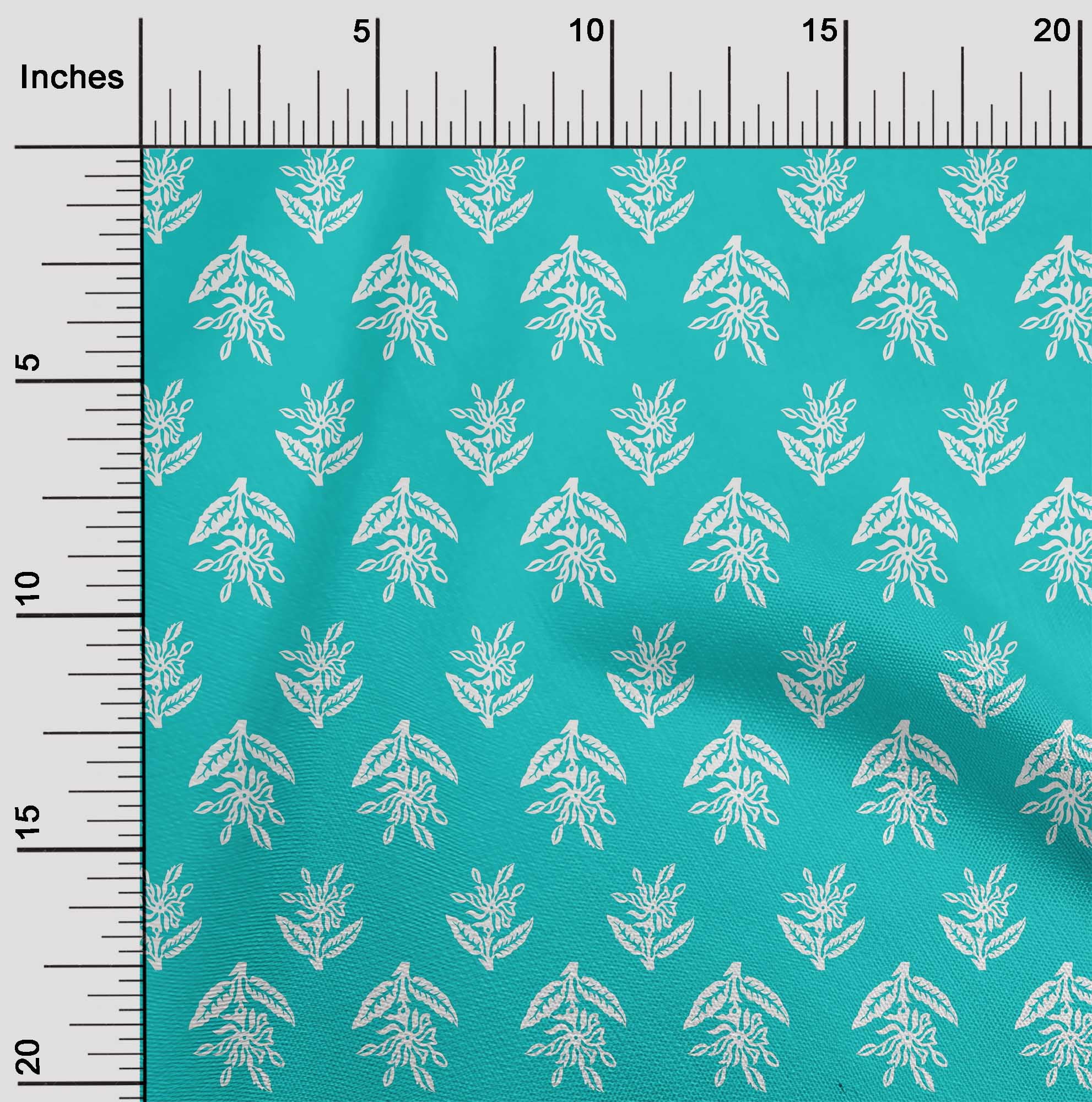 oneOone Silk Tabby Fabric Leaves & Floral Block Print Fabric By Yard 42 ...