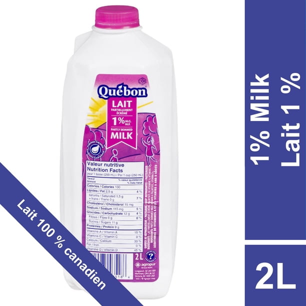 Québon Partly Skimmed 1% Milk, 2 L Jug - Walmart.ca