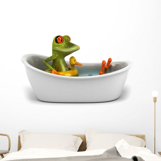 Frog Her Bath Wall Decal Mural by Wallmonkeys Vinyl Peel and Stick ...