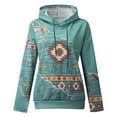 Womens Aztec Hoodie Pullover Western Ethnic Style Print Cowgirl