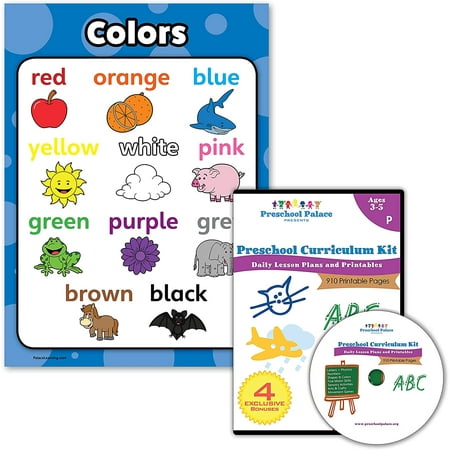 2 Pack - Preschool Curriculum Kit on CD & Colors Poster Chart ...
