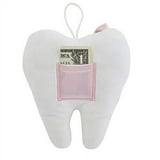 Stephan Baby Plush Tooth-Shaped Fairy Pillow, White with Pink Bow, 5 1/ ...