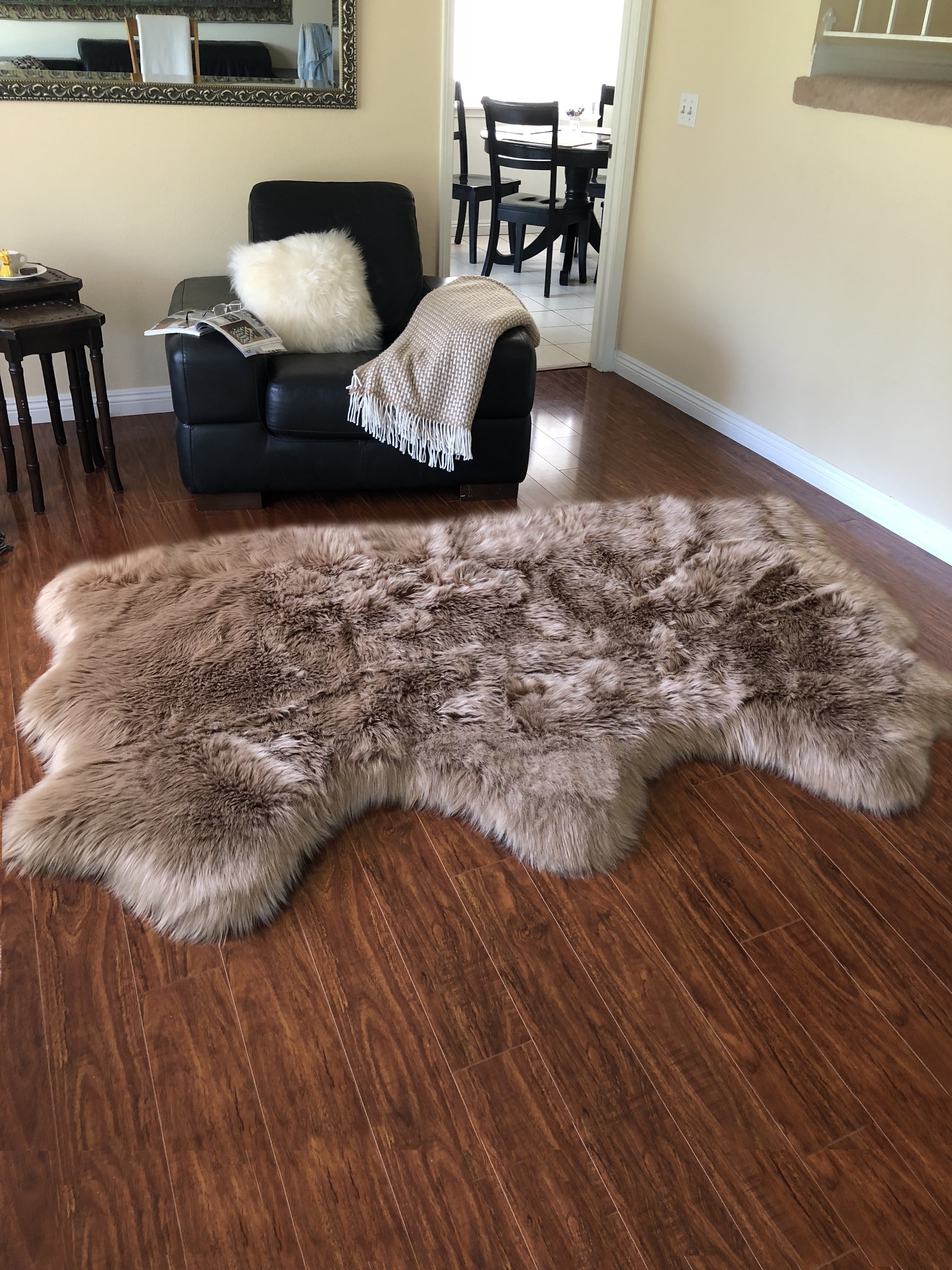 Soho Luxurious Faux Sheepskin Pelt Camel Shag Area Rug or Runner ...
