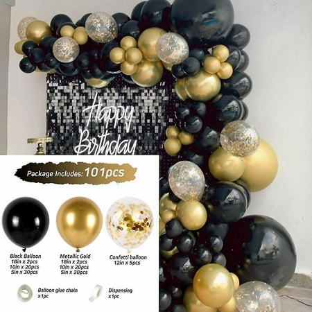 Black Gold Balloon Garland Arch Kit Confetti Latex Balloon 30th 40th ...