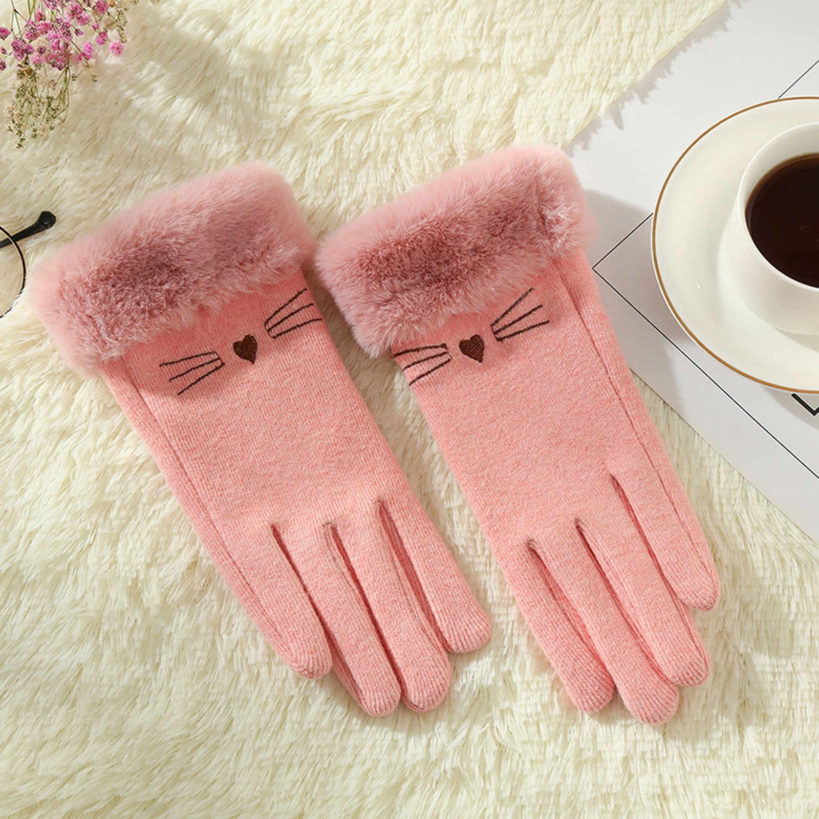Click here for Dqing Wu Pink Gloves Mittens Women Handmade Gloves... prices