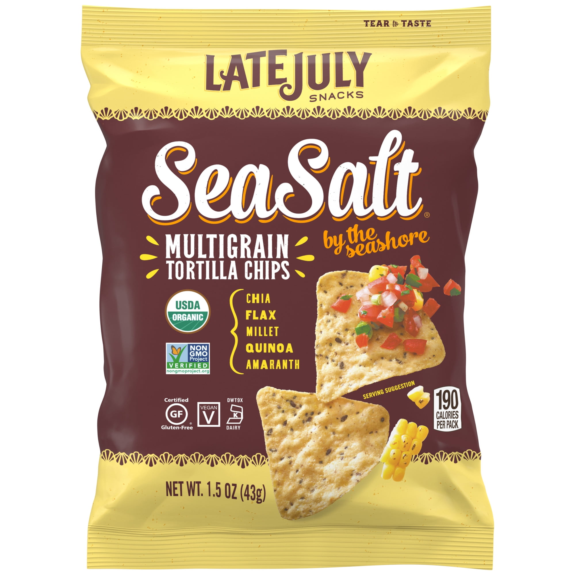 LATE JULY Snacks Multigrain Sea Salt by the Seashore Tortilla Chips, 1. ...