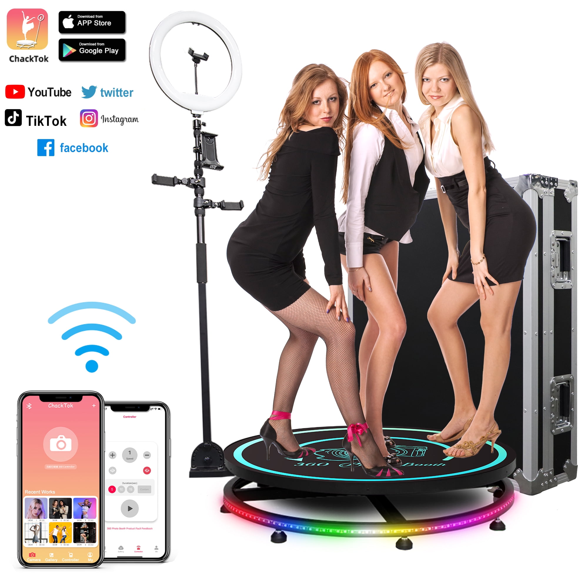 JIYANG 360 Photo Booth Machine 80cm with Software for Parties with ...