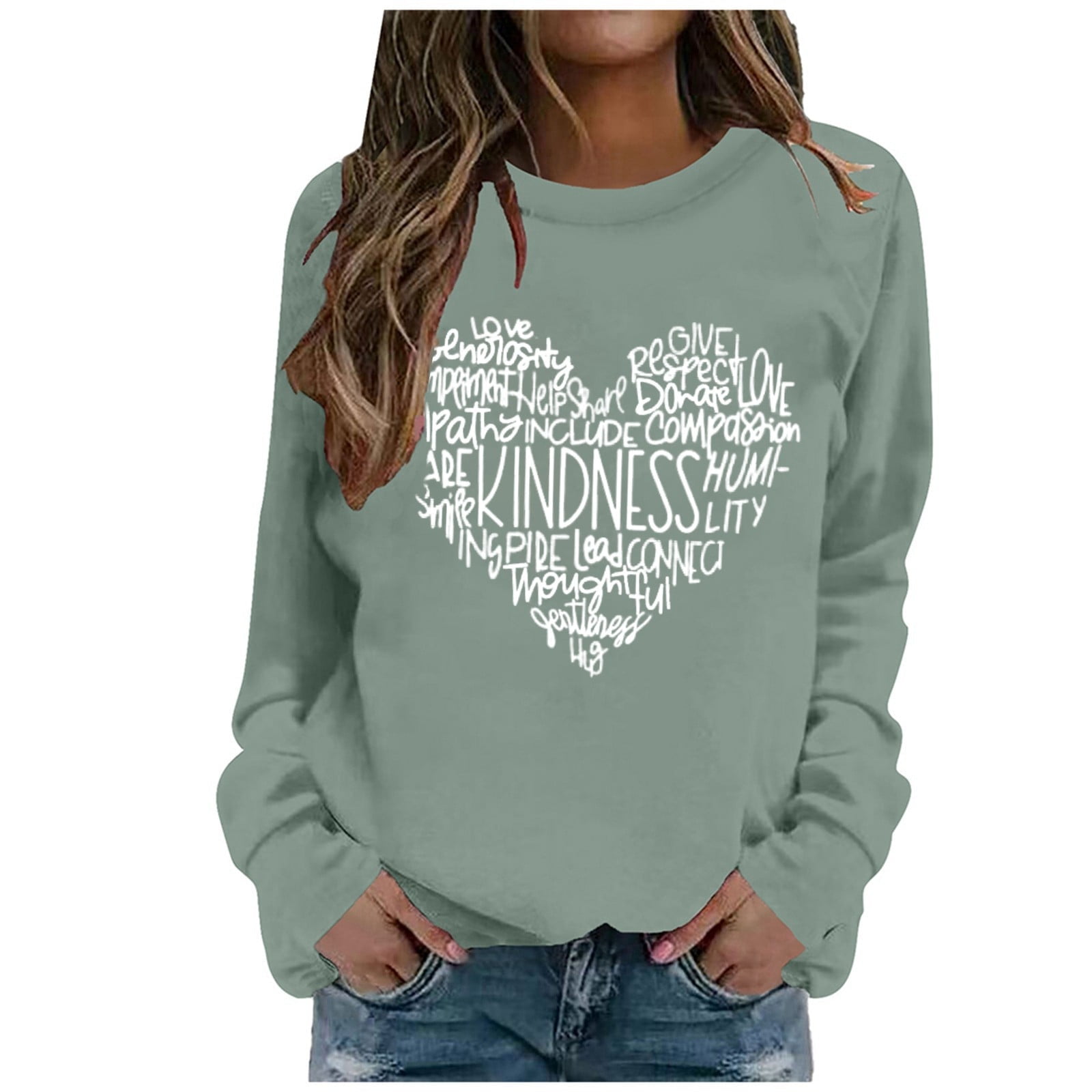Click here for Fgnfyis Kindness Heart Sweatshirt Heart Graphic Te... prices