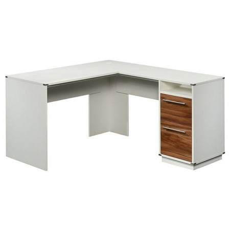 Sauder Vista Key Engineered Wood L-Shaped Desk in Pearl Oak/Blaze ...