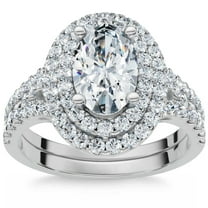 Pompeii 1 5/8 Ct Oval Diamond Engagement Ring & Matching Band 14k White Gold Lab Grown - Walmart.com