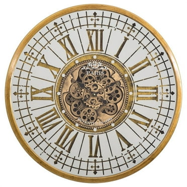 Yosemite Home Decor Gilded Round Modern Metal Gear Clock in Gold ...