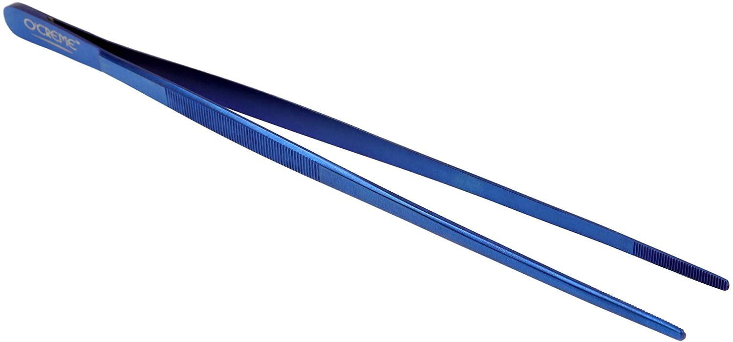 O'Creme Stainless Steel Precision Kitchen Tweezer Tongs with Serrated ...