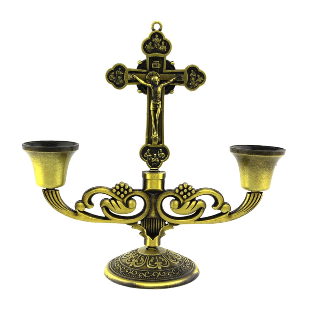 New Metal Christian Holder Candelabra stick Wedding Bronze - Walmart.com