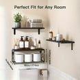 3-Pack 16-Inch Floating Shelves (Black/Brown) - Wall-Mounted Bathroom ...