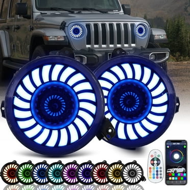 Sunpie RGBW Series 9" 3D LED Lens Halo Headlights, 36 Watts, White Bulb ...