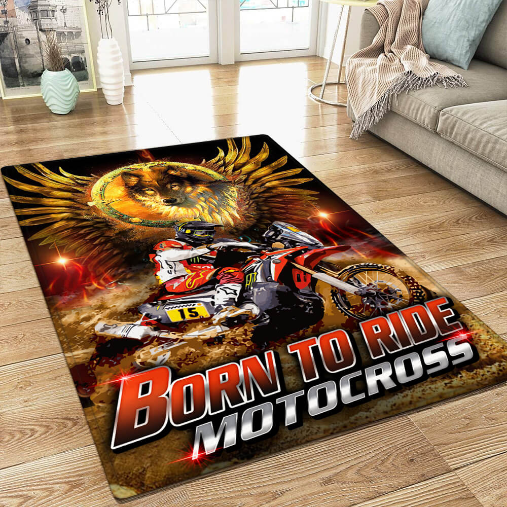 Rectangle Area Rug For Living Room, Bedroom, Motocross Rug Heroes ...