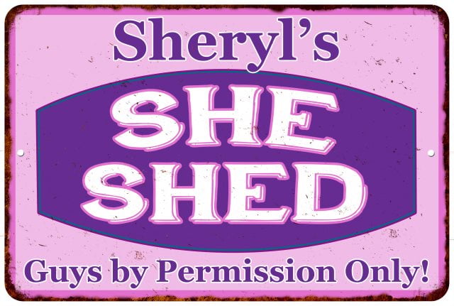 Sheryl's Purple & Pink SHE SHED Vintage Sign 8x12 Woman Wall Decor ...