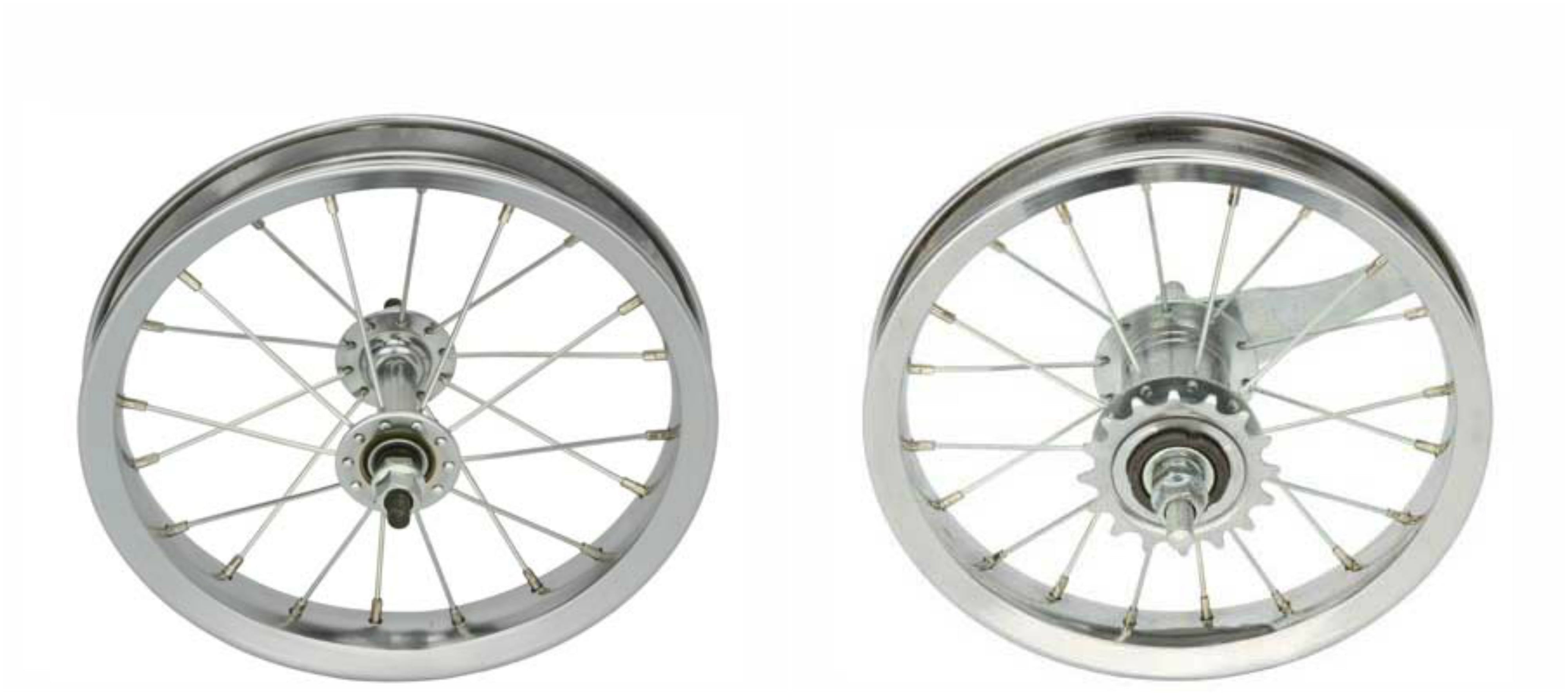 Chrome 12" 20 Spoke Wheel Set. Front and Back Coaster wheel - Walmart.com