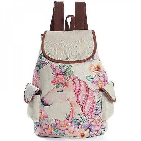 Women Girls Unicorn Linen Backpack School Bag Rucksack | Walmart Canada