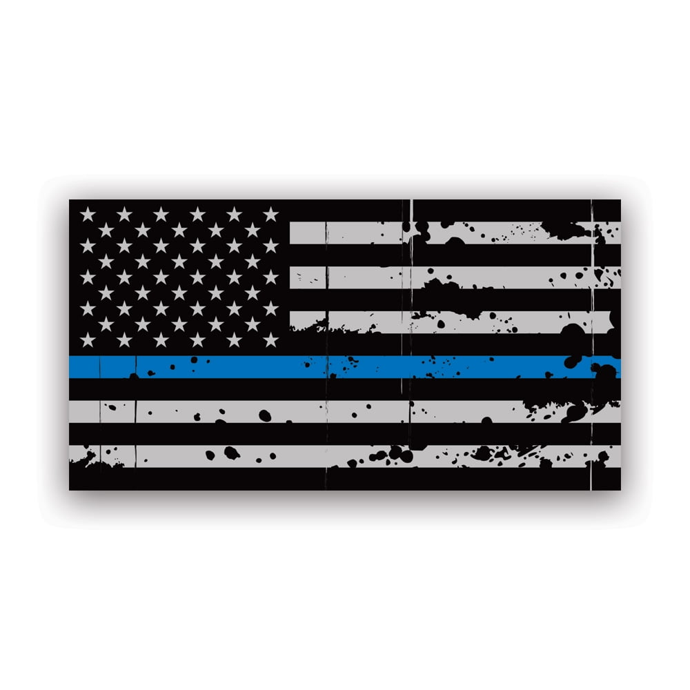 Tattered Thin Blue Line Subdued American Flag Sticker Decal - Self ...