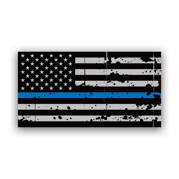 Tattered Thin Blue Line Subdued American Flag Sticker Decal - Self ...