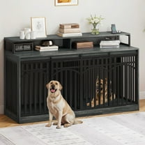 94.5" XXXL Dog Crate Furniture for 2 Large Dogs, Farmhouse Dog Kennel ...