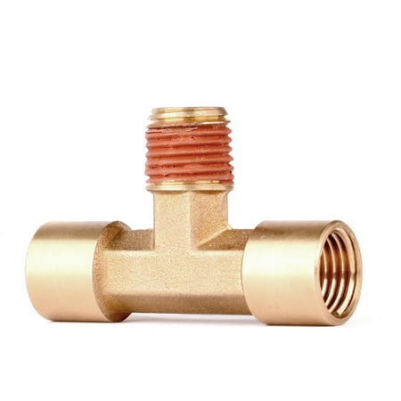 WYNNsky 1/4" NPT Brass Tee Pipe Fitting, T Shape Connectors, 3-Way 1/4 ...