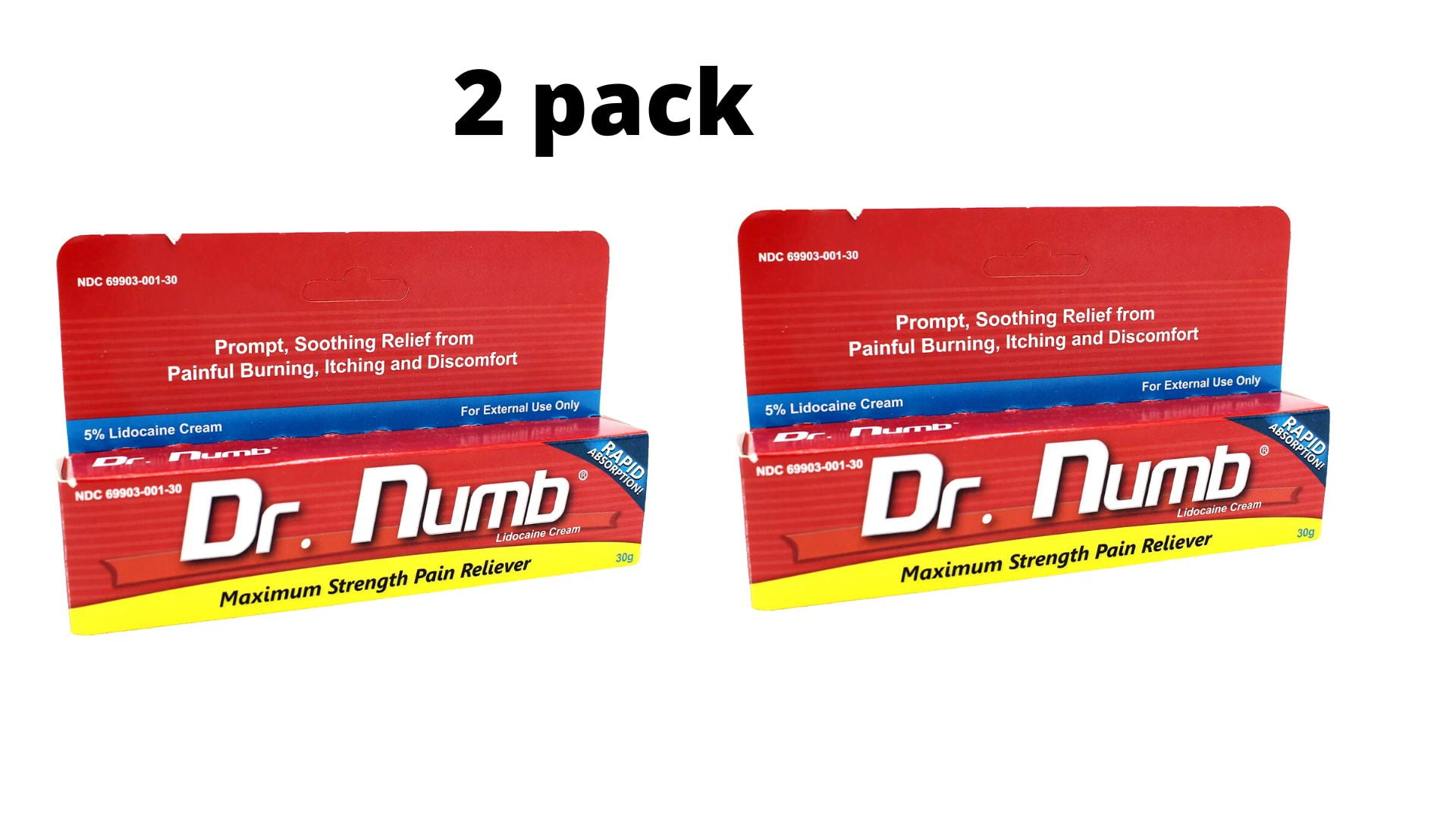 Buy 2 PACK Dr. Numb 5% Lidocaine Topical Anesthetic Numbing Cream for Pain Relief, Maximum ...