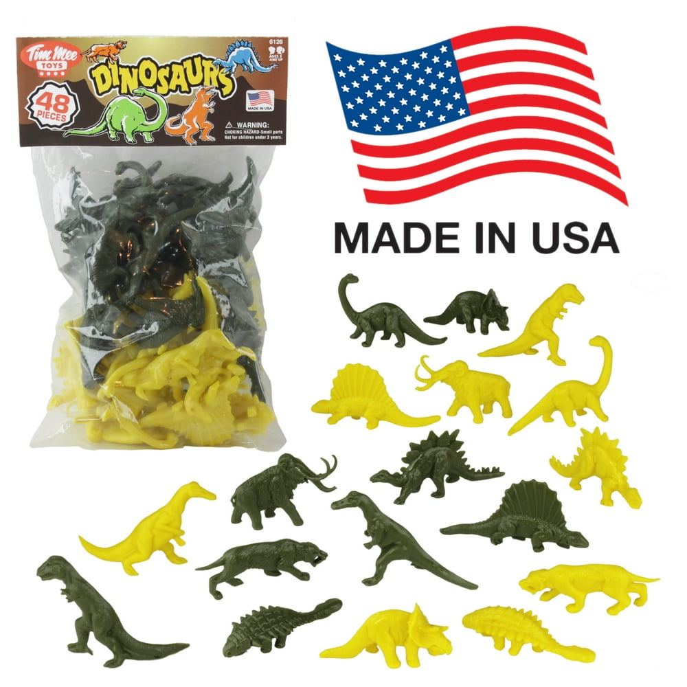 TimMee Plastic DINOSAUR Figures - Green & Yellow 48pc Dino Set MADE IN ...