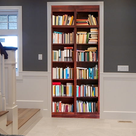 3D Door Mural Sticker Bookshelf a Lot of Books on Bookrack Wall Murals ...