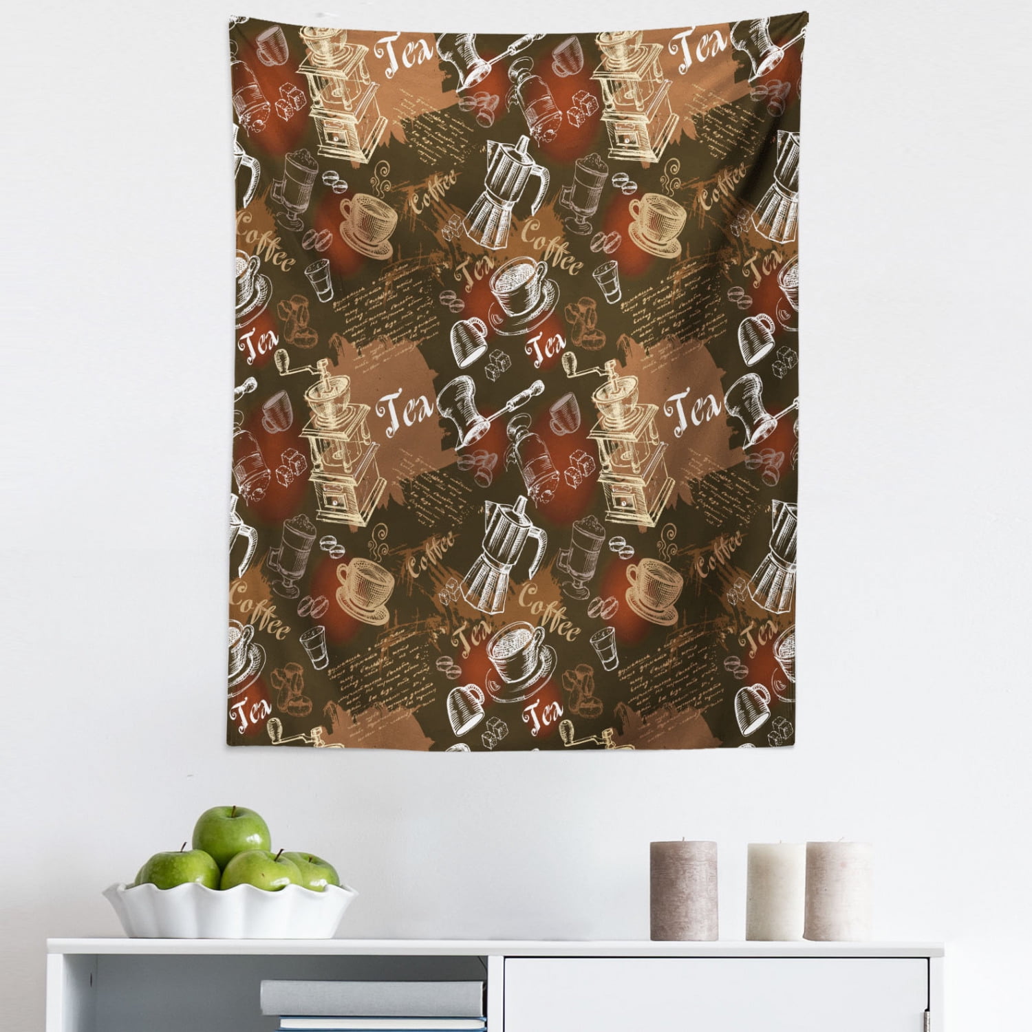 Modern Tapestry, Coffee Culture Theme with Italian Espresso French ...