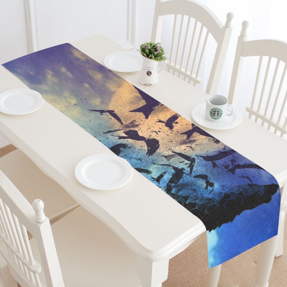 MKHERT Howling Wolf Table Runner for Office Kitchen Dining Room Wedding ...