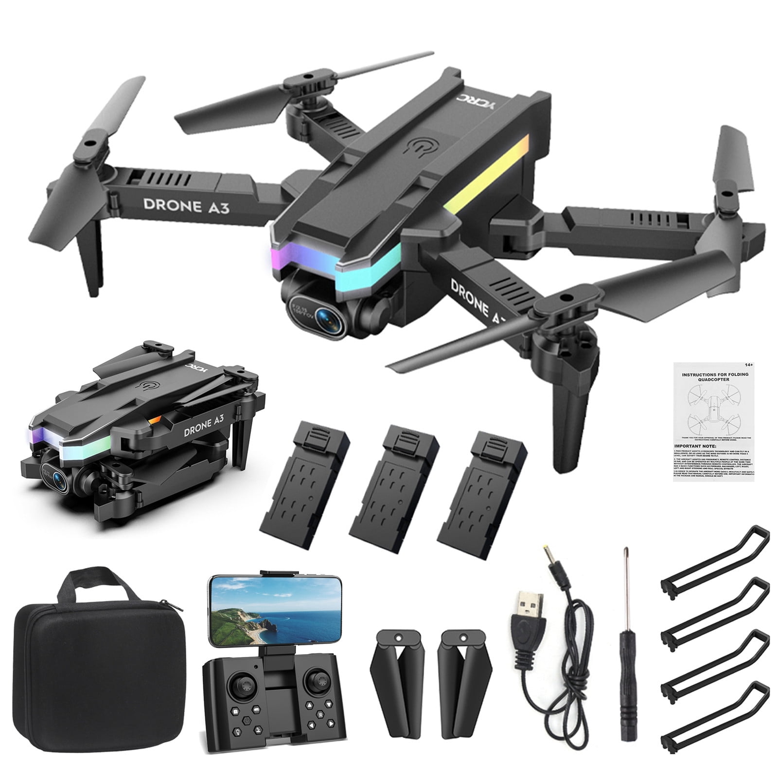 Dpityserensio Drone with Dual 4K HD FPV Camera Remote Control Toys ...