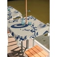 Blue Paper Fan Square Outdoor Tablecloth with Umbrella Hole Cherry ...