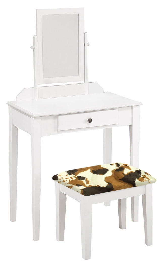 Vanity Make Up Table White Finish with a Drawer, Adjustable Mirror and ...