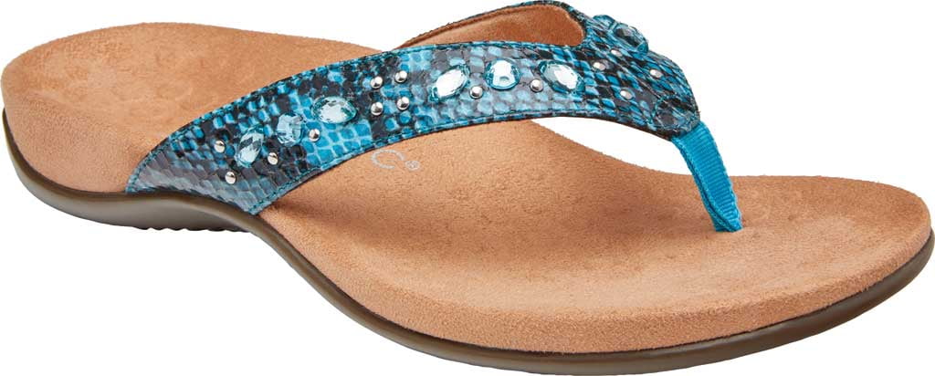 Women's Vionic Lucia Thong Sandal Aqua Snake Skin Synthetic 8.5 M - Walmart.com