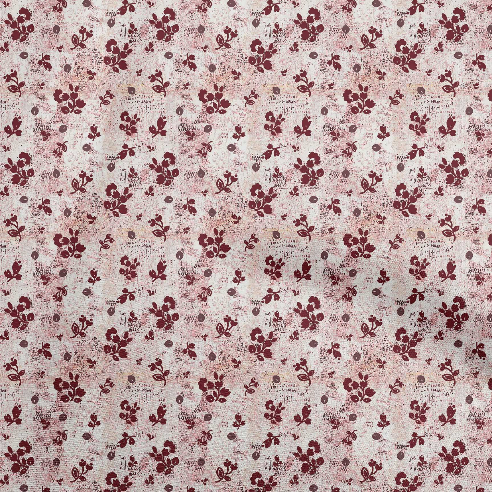 oneOone Cotton Silk Maroon Fabric Floral & Greenery Quilting Supplies ...